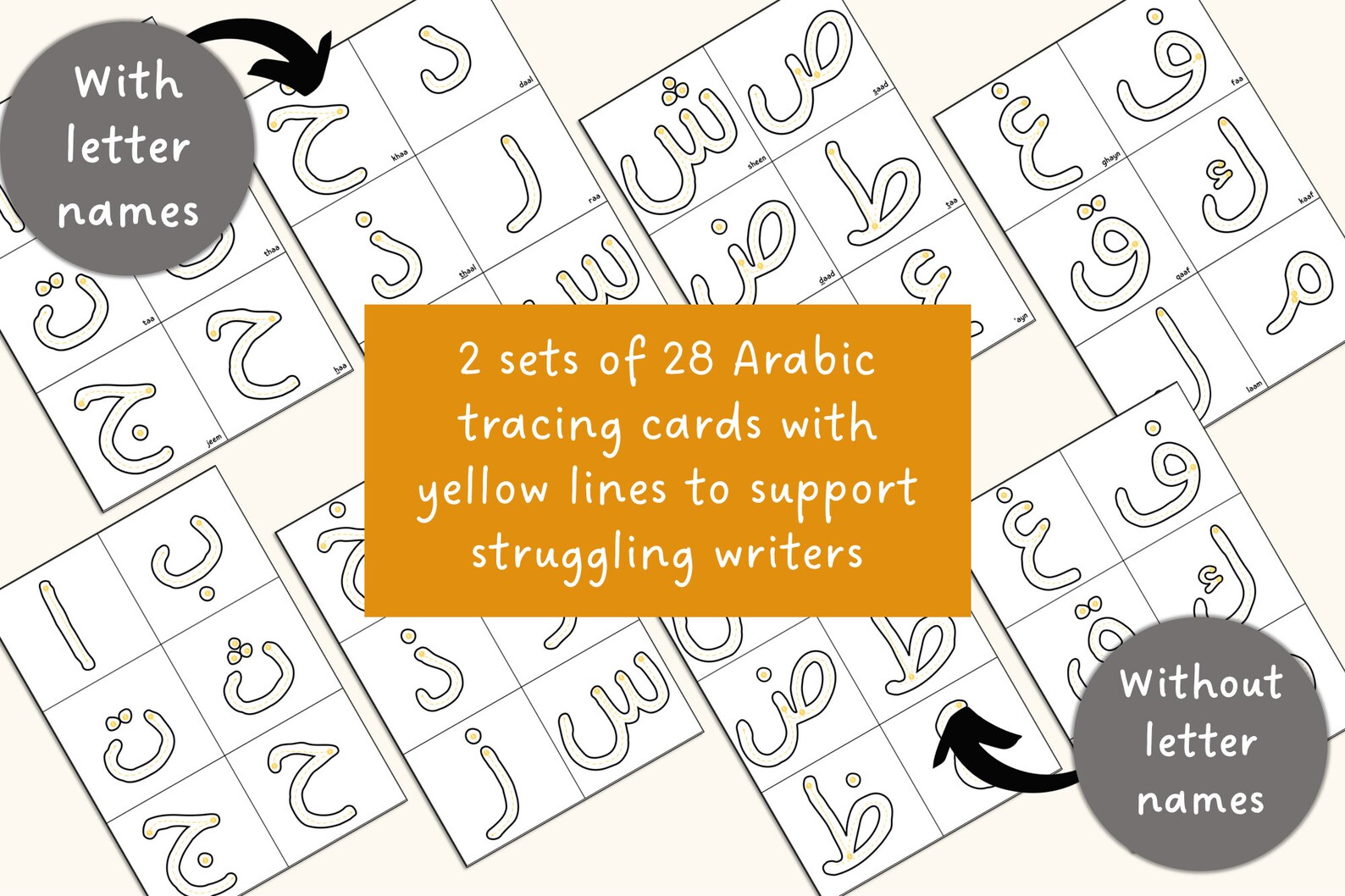 Arabic Alphabet Tracing Cards for Kids, Learn Arabic Alphabet, Muslim ...