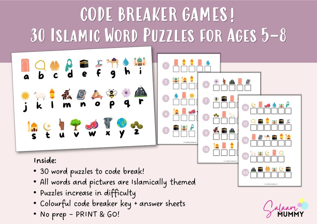 30 Islamic Word Puzzles Code Breaker Mysteries Muslim Kids - Etsy