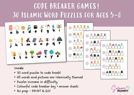 30 Islamic Word Puzzles Code Breaker Mysteries Muslim Kids - Etsy UK