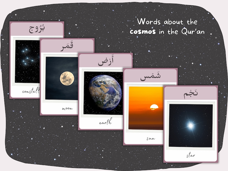 21 Quran Flashcards Islamic Printable, Astronomy & Earth Vocabulary ...
