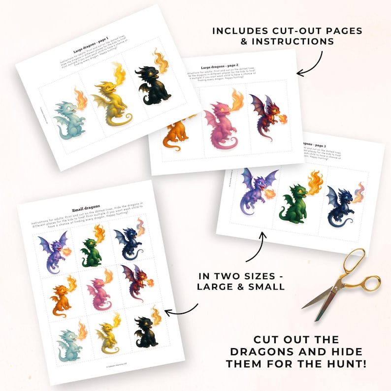 Dragon Scavenger Hunt, Printable Kids Party Game, Fantasy Adventure ...