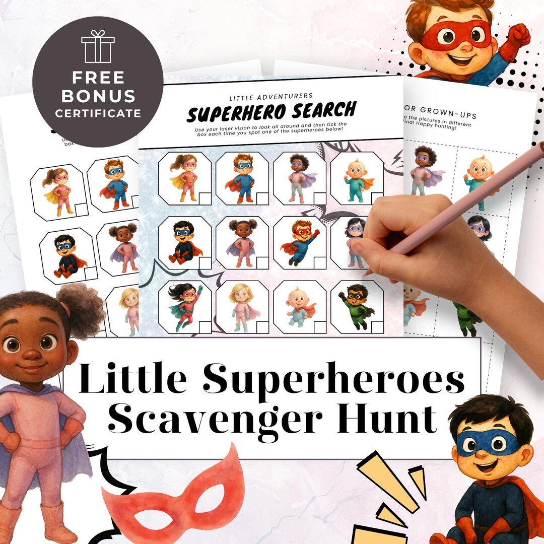 Superhero Scavenger Hunt, Printable Birthday Activity Sheet, Indoor I ...