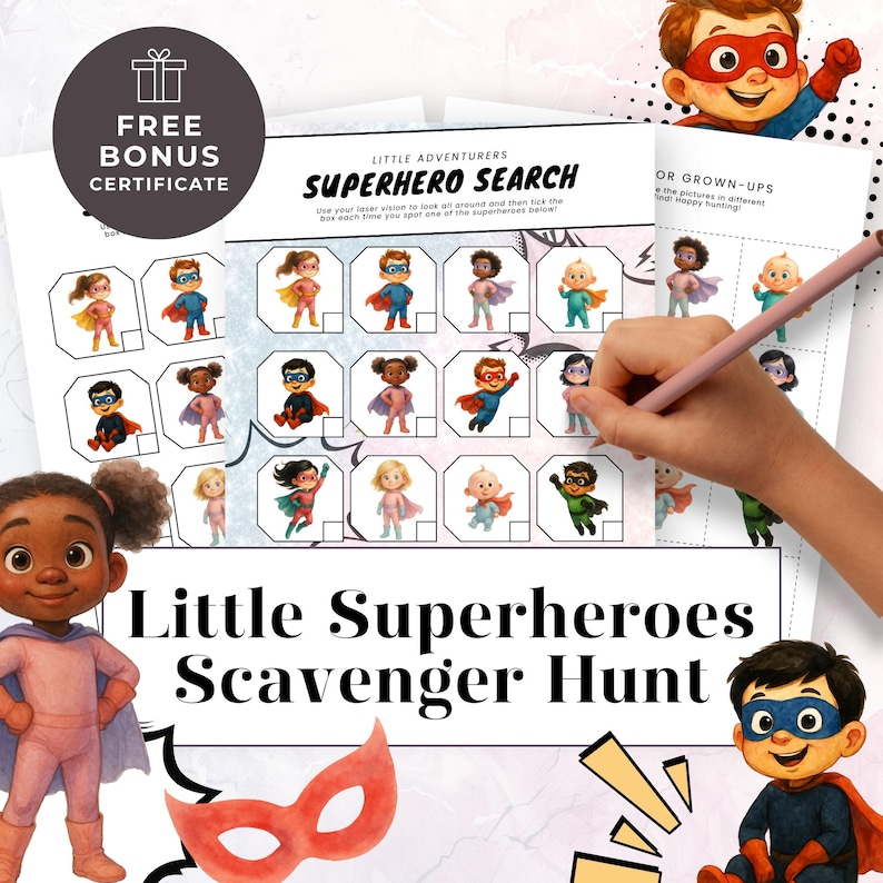 Superhero Scavenger Hunt, Printable Birthday Activity Sheet, Indoor I ...