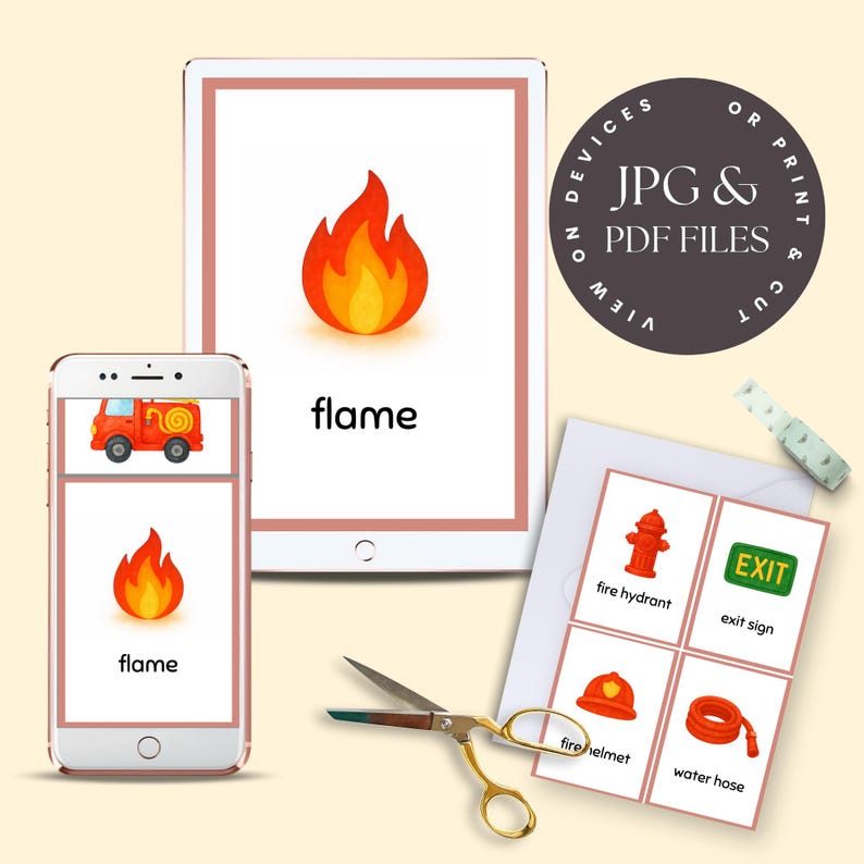 Fire Safety Flashcards for Toddlers, Kids Educational Printable Cards ...