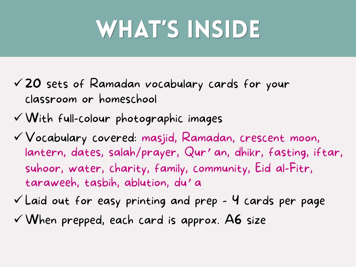 20 Ramadan Flashcards for Muslim Kids, Ramadan Vocabulary, Ramadan Unit ...