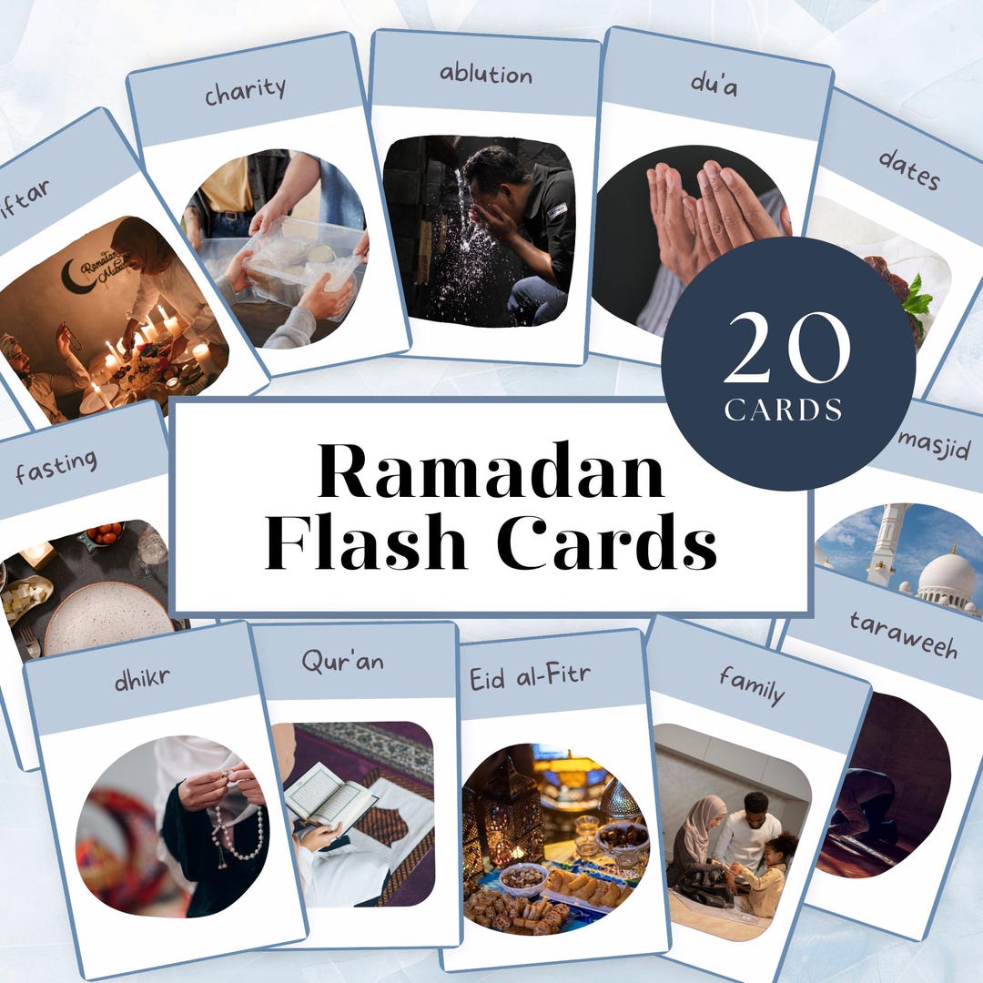 Ramadan Vocabulary Flashcards for Muslim Kids, 20 Printable Educational ...