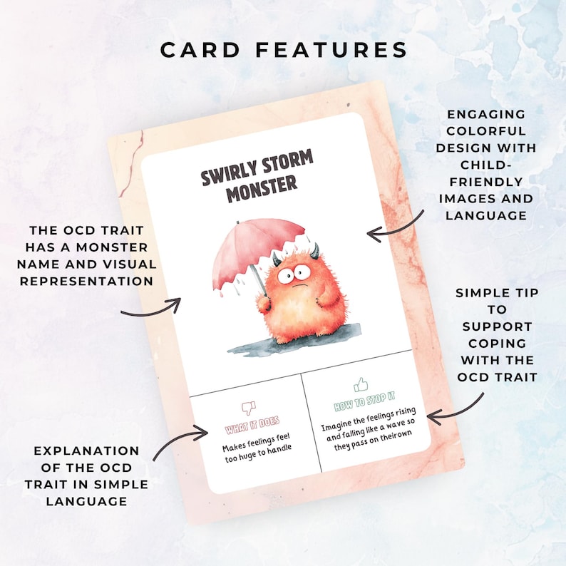 Monster Theme OCD Coping Cards for Kids & Teens, Digital and Printable ...