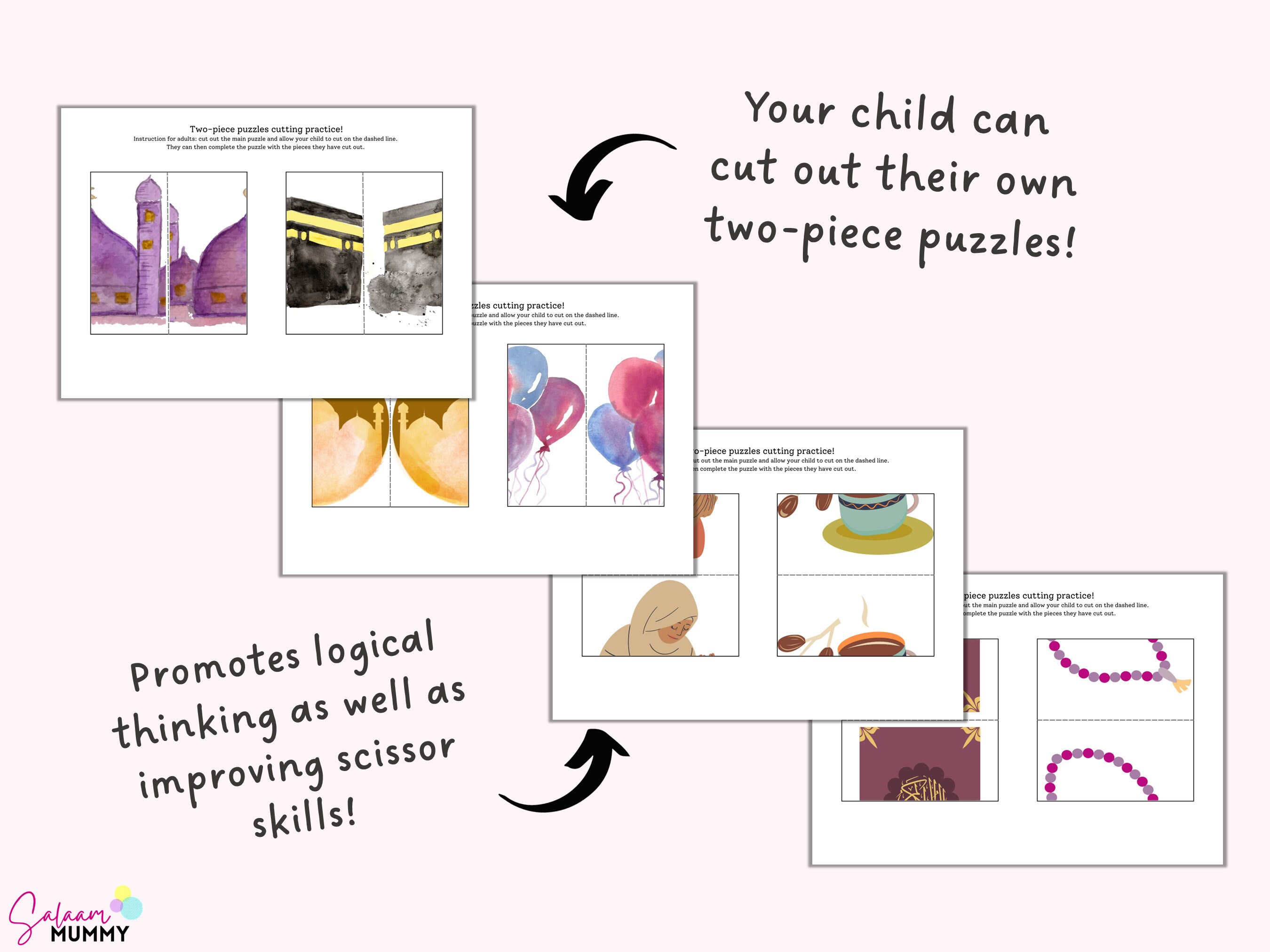 Islamic Cutting Activities for Toddlers, Beginner Scissor Skills ...