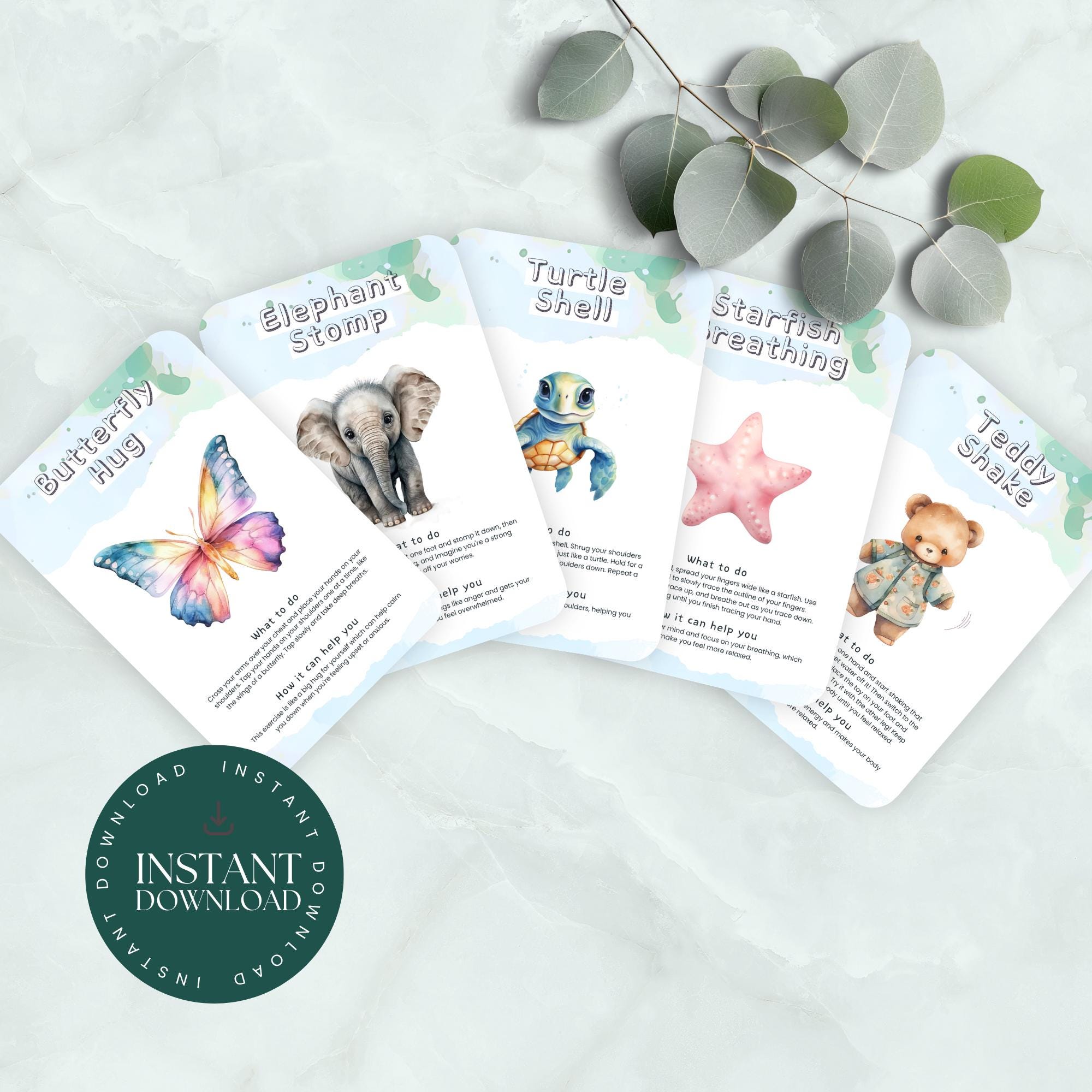 Somatic Coping Skill Cards for Kids, 10 Nervous System Regulation ...