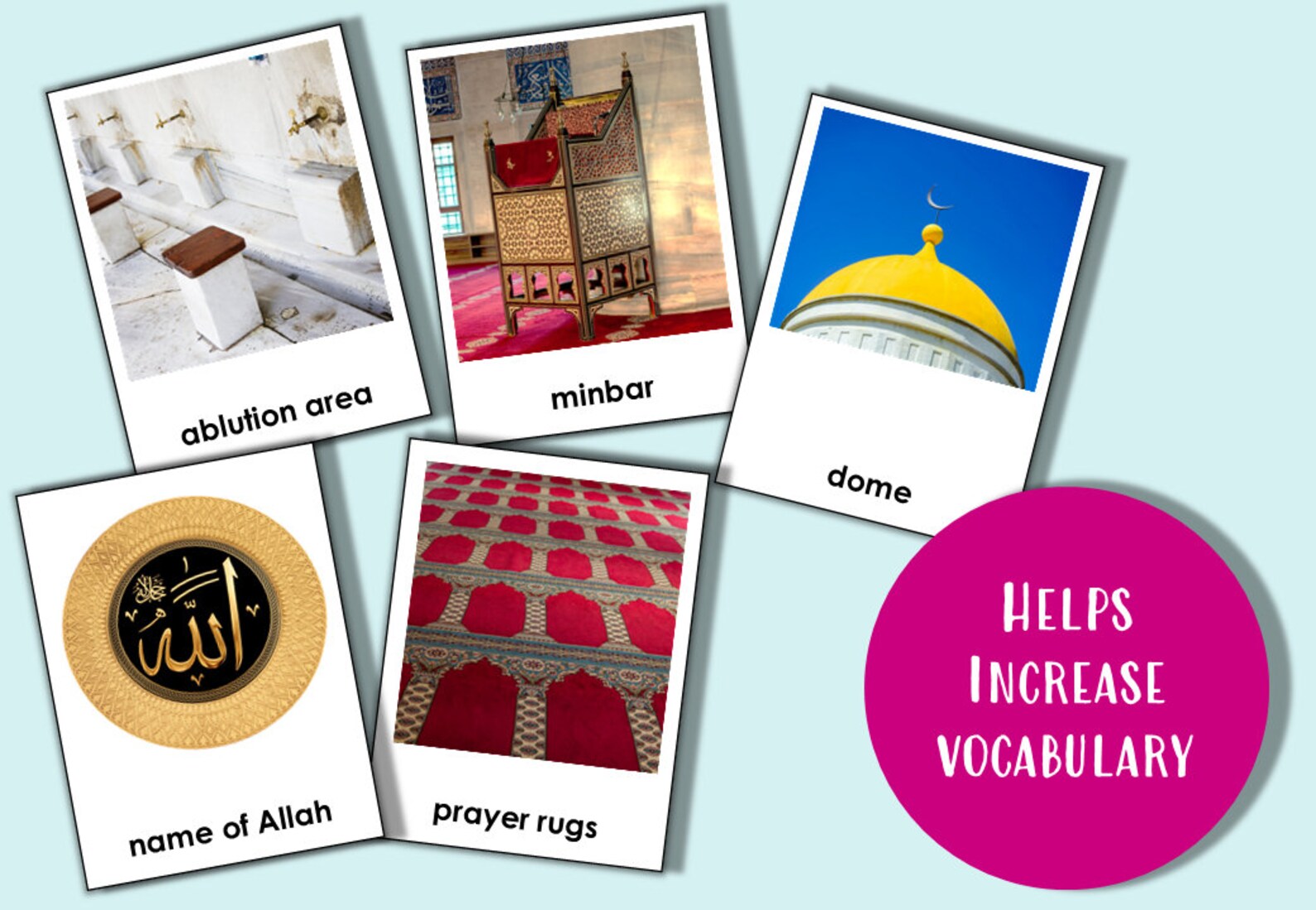 Mosque 3 Part Cards | Montessori Language Learning | Islamic Flash ...