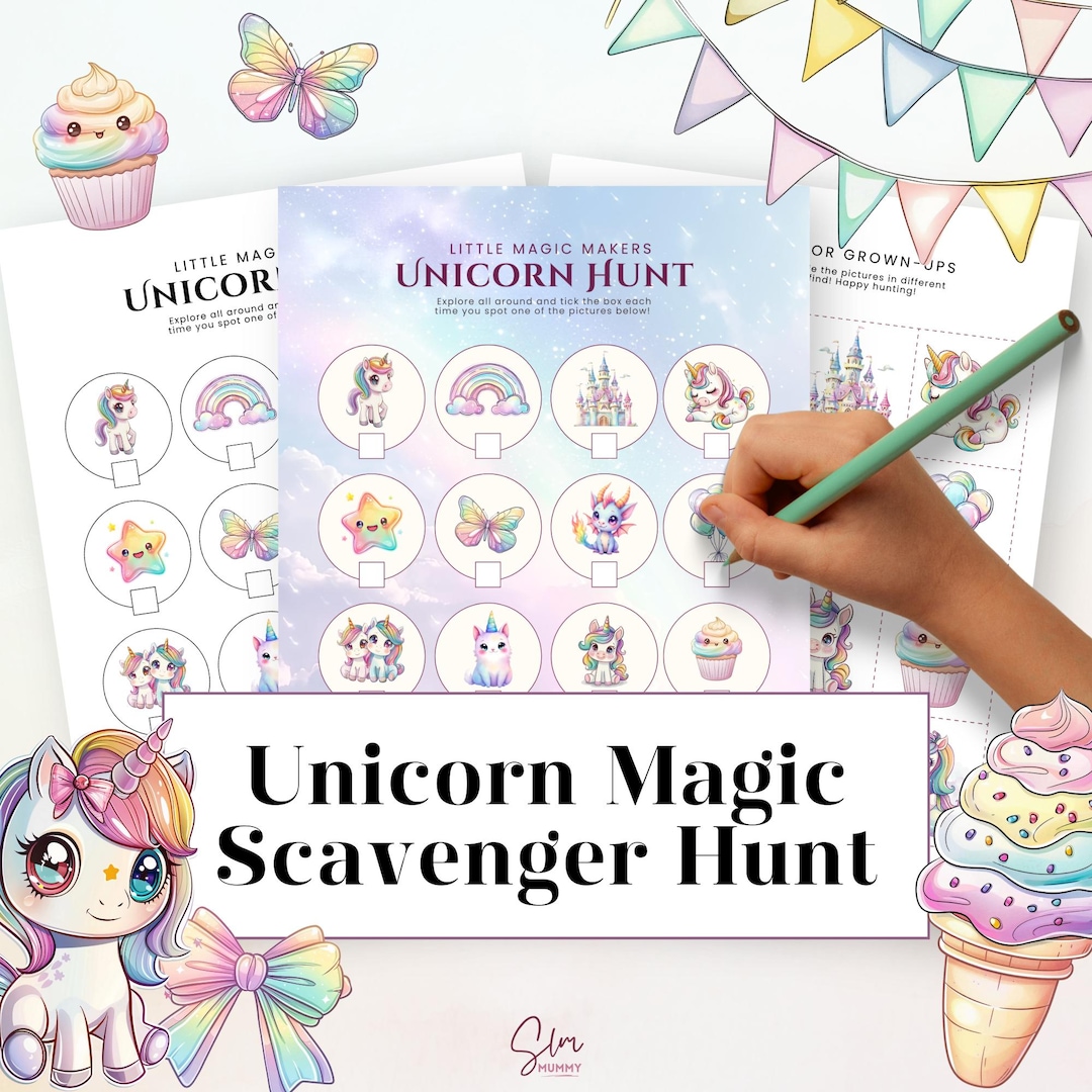 Unicorn Scavenger Hunt, Printable Kids Hide and Seek Activity, I Spy ...