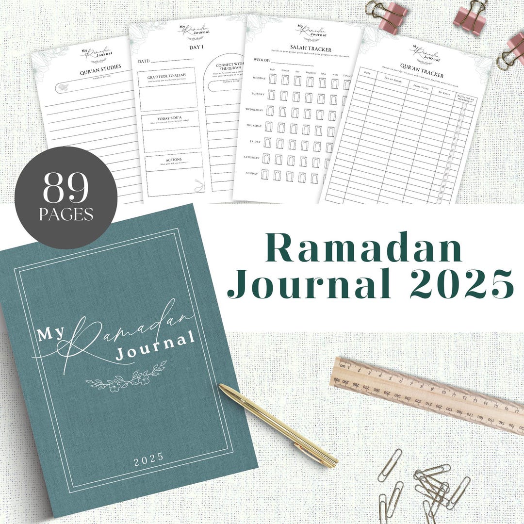 Ramadan Planner 2025, 89 Page Printable 30 Days Journal, Quran Tracker ...
