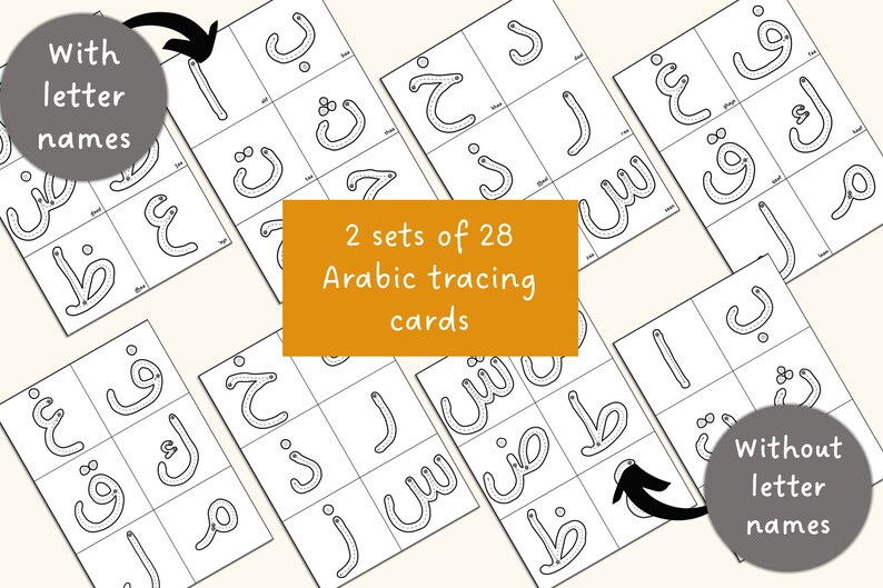 Arabic Alphabet Tracing Cards for Kids, Learn Arabic Alphabet, Muslim ...