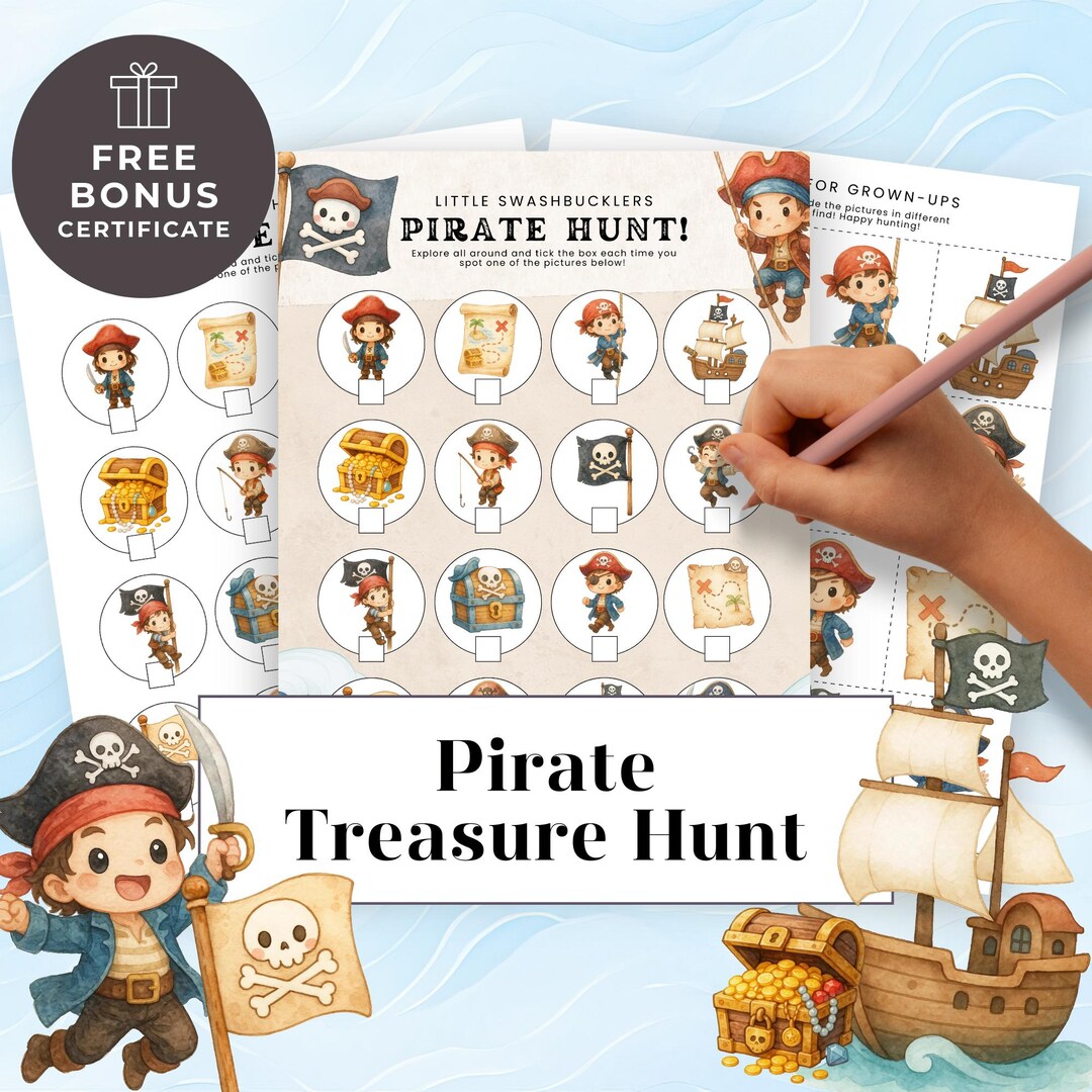 Pirate Scavenger Hunt Game for Kids, Printable Indoor Treasure Hunt ...