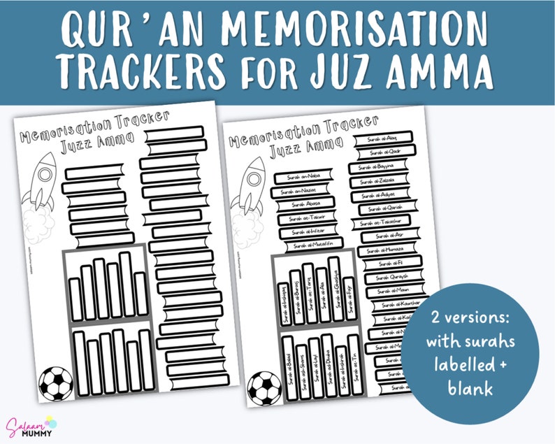 Printable Kids Juz Amma Quran Memorisation Tracker Rocket - Etsy