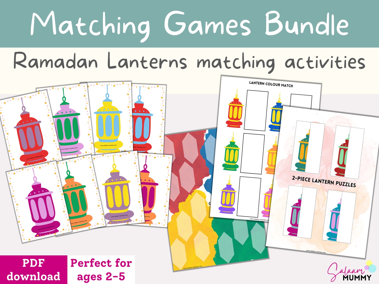 Ramadan Matching Games Bundle, Kids Matching Sorting Activities, Muslim ...