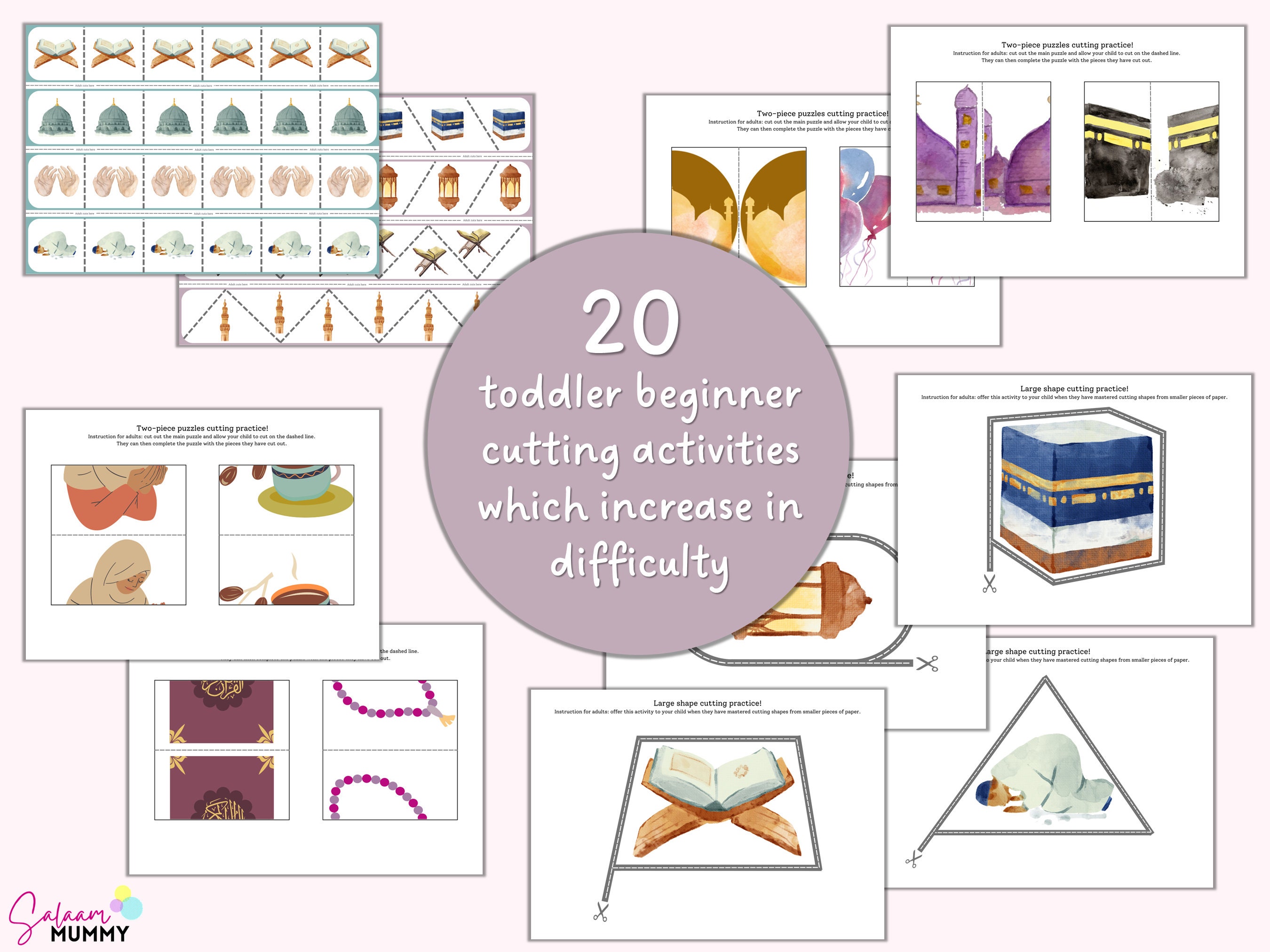 Islamic Cutting Activities for Toddlers, Beginner Scissor Skills ...