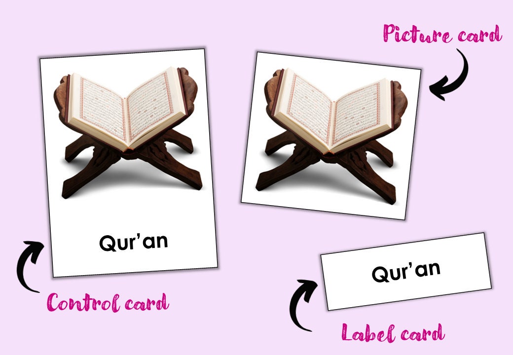 Mosque 3 Part Cards Montessori Language Learning Islamic Flash Cards ...