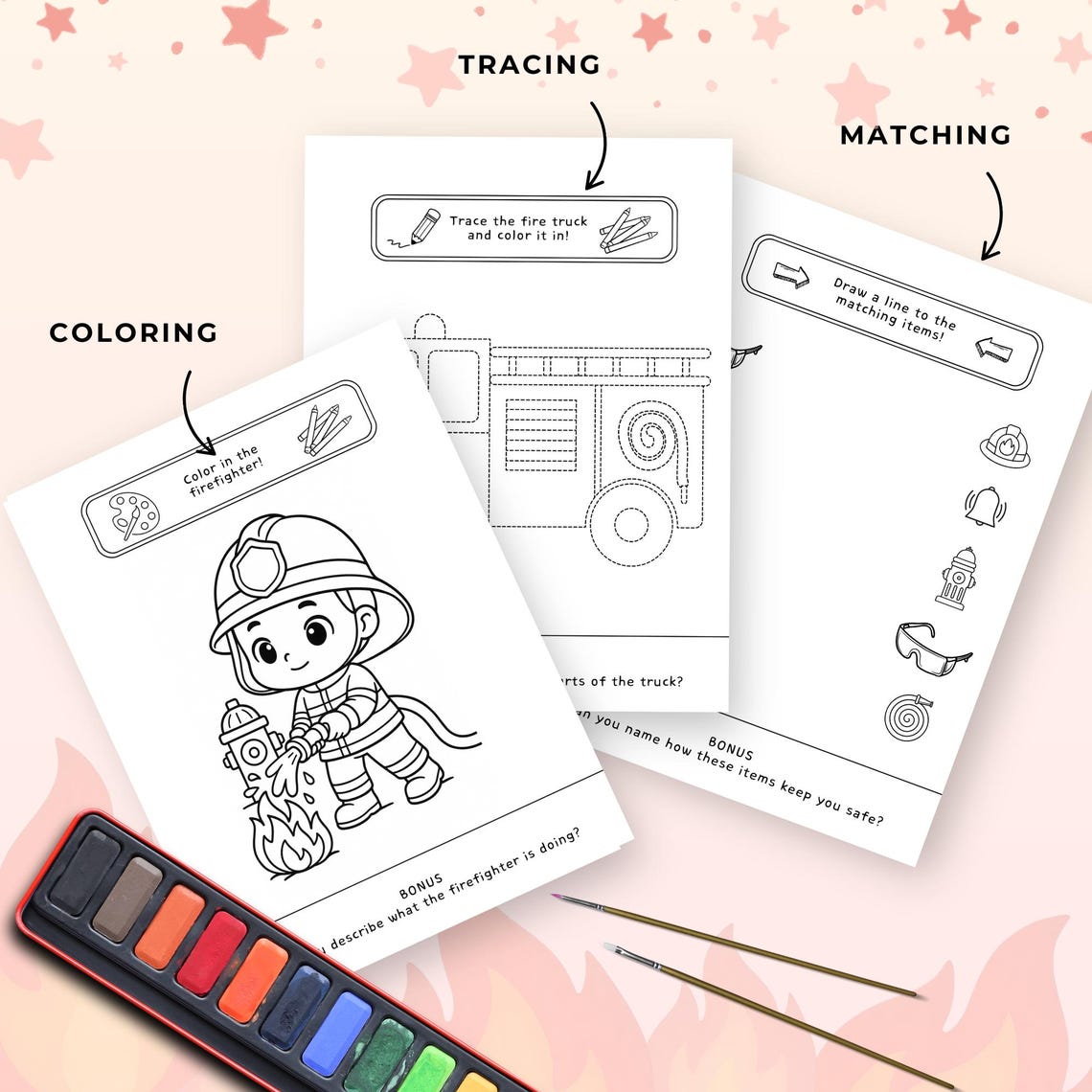 Fire Safety Week Activity Pack for Toddlers, PDF Printable Coloring ...