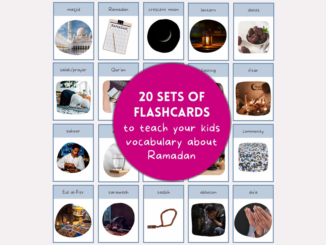 20 Ramadan Flashcards for Muslim Kids, Ramadan Vocabulary, Ramadan Unit ...