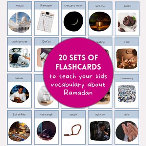 20 Ramadan Flashcards for Muslim Kids, Ramadan Vocabulary, Ramadan Unit ...