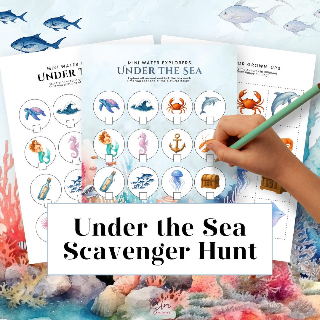 Under the Sea Scavenger Hunt for Kids, Printable Mermaid and Ocean Life ...