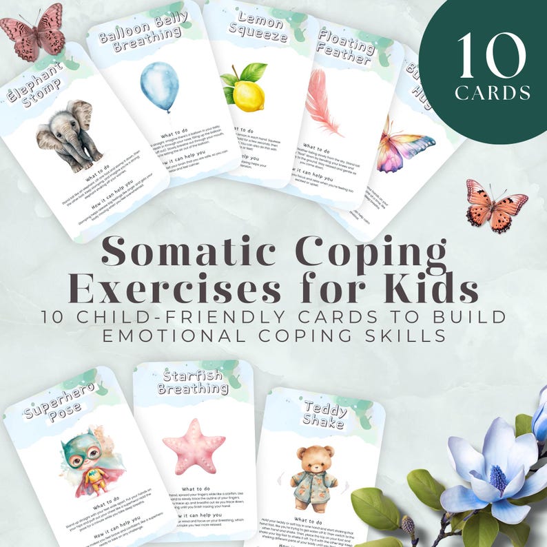 Somatic Coping Skills Cards for Kids, Nervous System Exercises ...