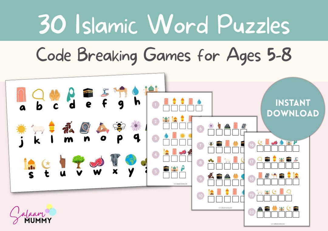 30 Islamic Word Puzzles | Code Breaker Mysteries | Muslim Kids ...