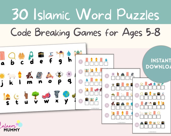Islamic Word Puzzles for Muslim Kids, Printable Logic Games and Code ...