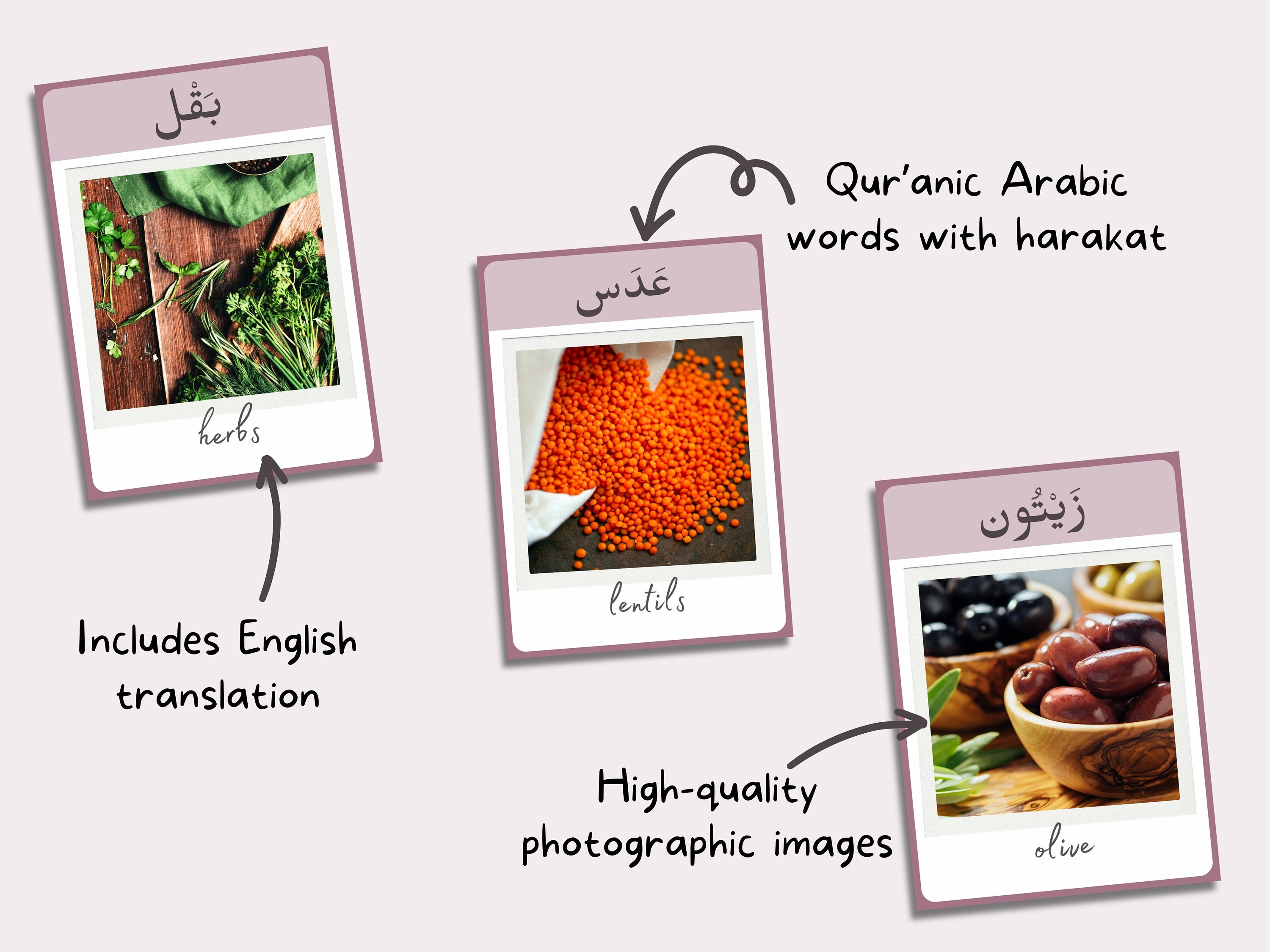 18 Quran Flashcards Islamic Printable, Food & Drink Vocabulary, Islamic ...