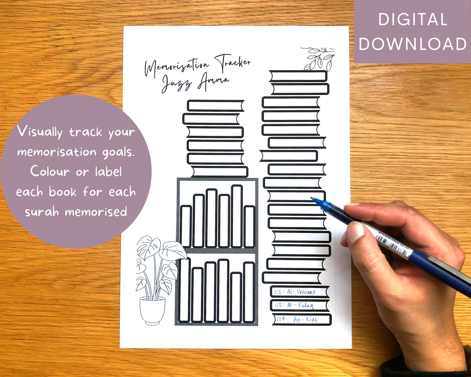 Printable Juz Amma Quran Tracker for Surah Memorisation | Colour in ...