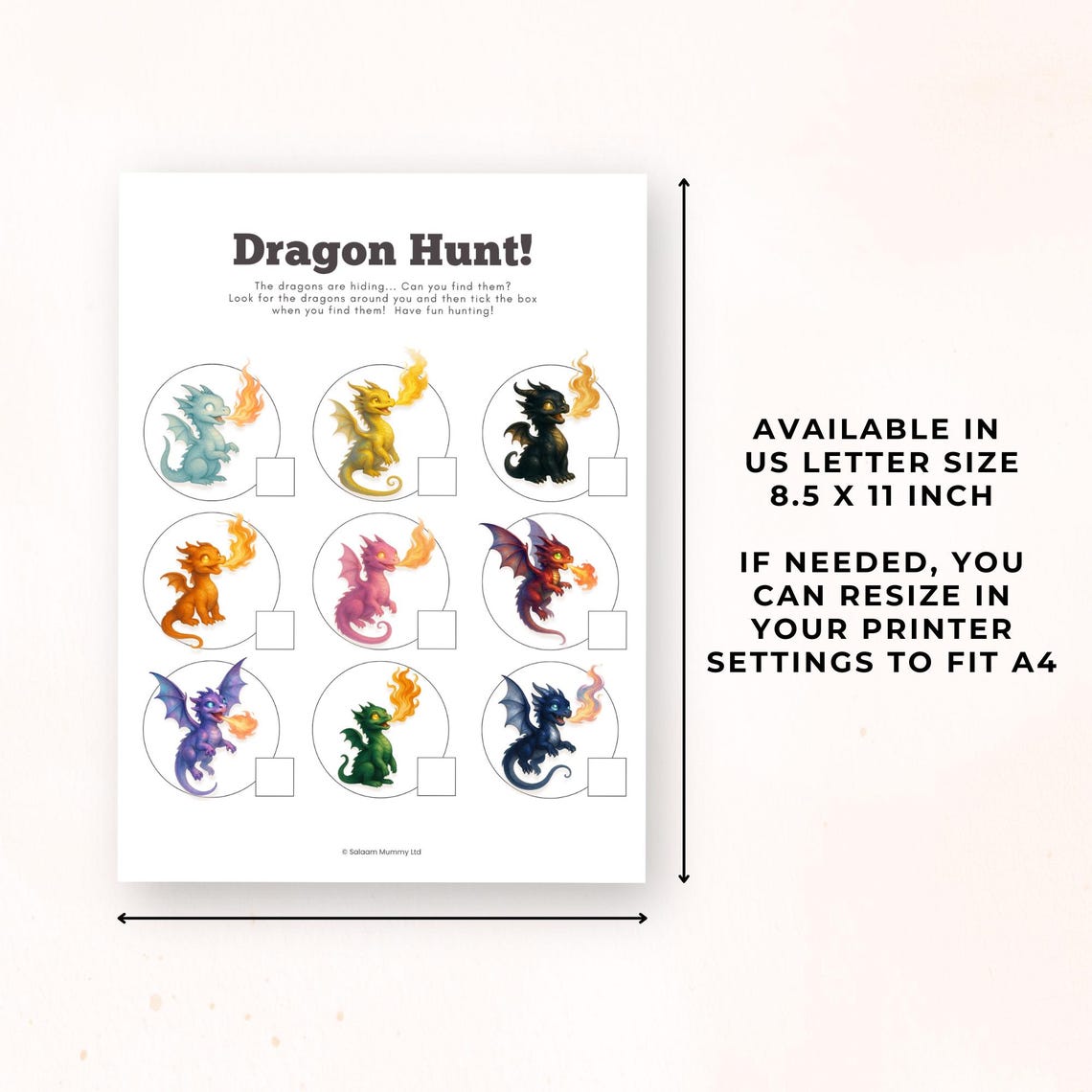 Dragon Scavenger Hunt, Printable Kids Party Game, Fantasy Adventure ...