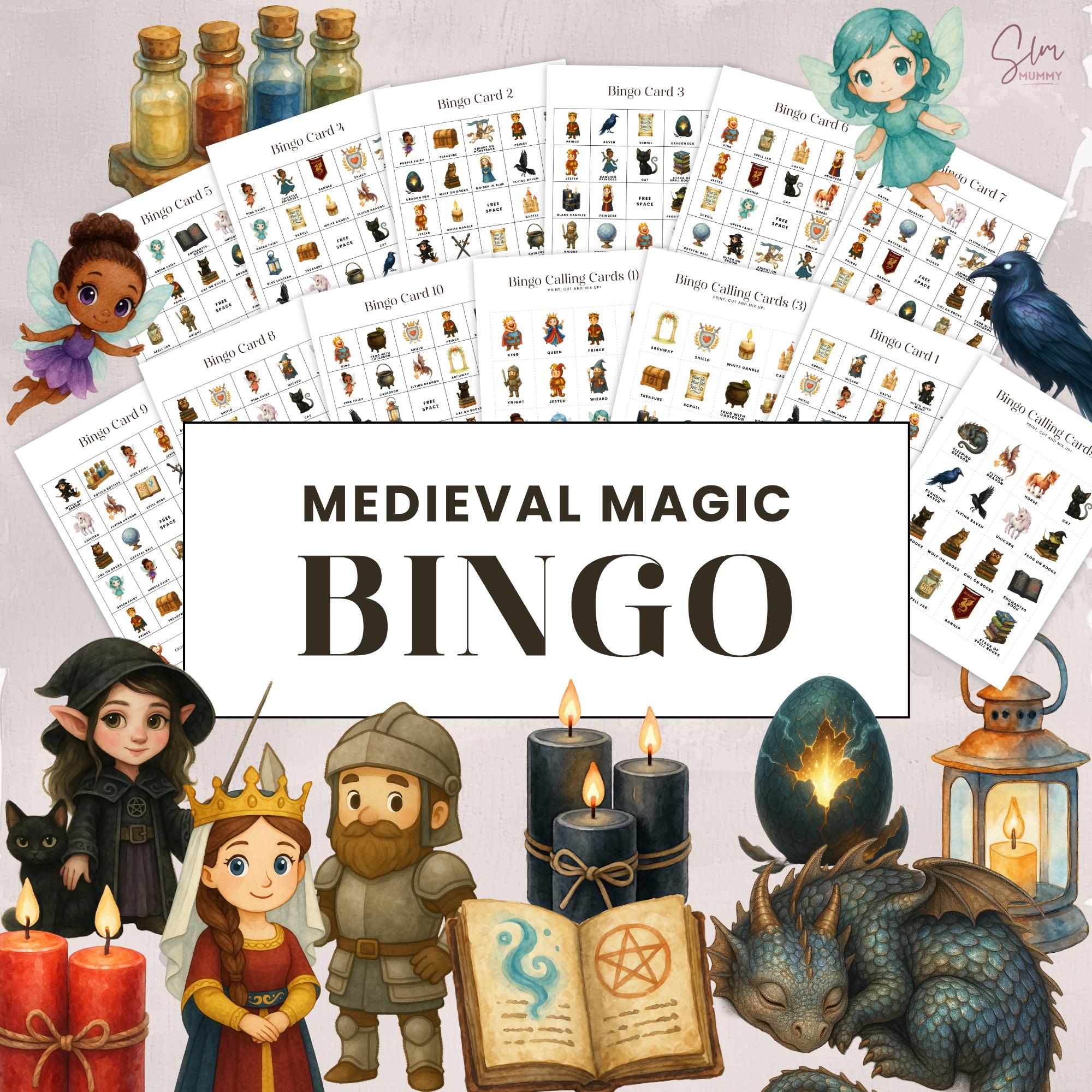 Medieval Fantasy Bingo Game, Printable Kids Activity, Knights and ...