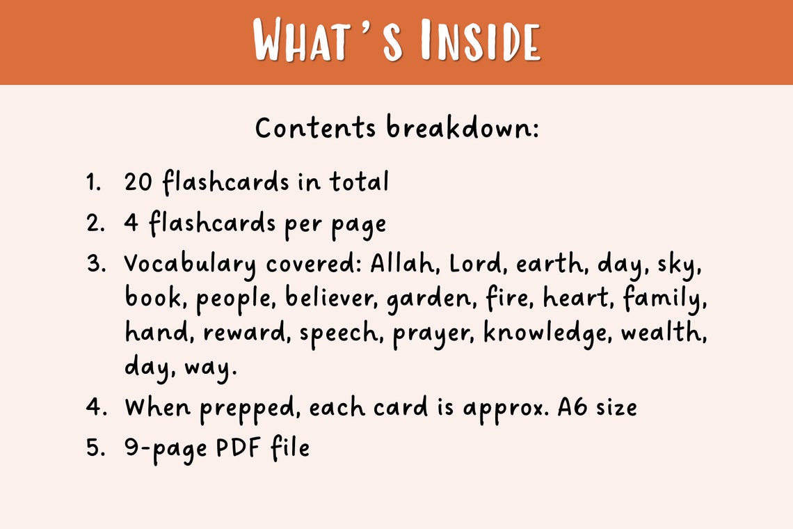 20 Quran Flashcards for Muslim Kids Common Quran Vocabulary Arabic and ...