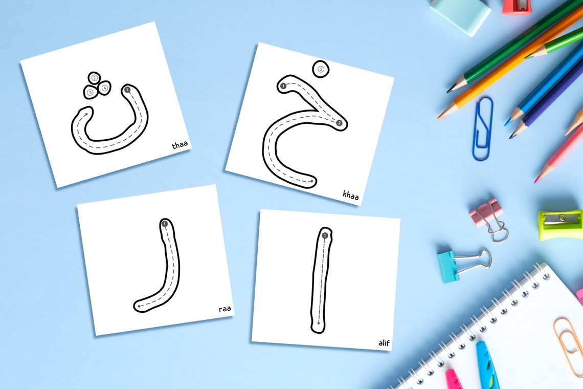 Arabic Alphabet Tracing Cards for Kids Muslim Homeschool - Etsy