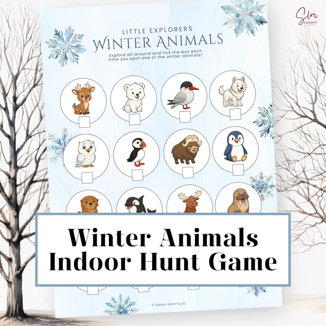 Winter Animals Scavenger Hunt Printable for Kids, Family Activity, Fun ...