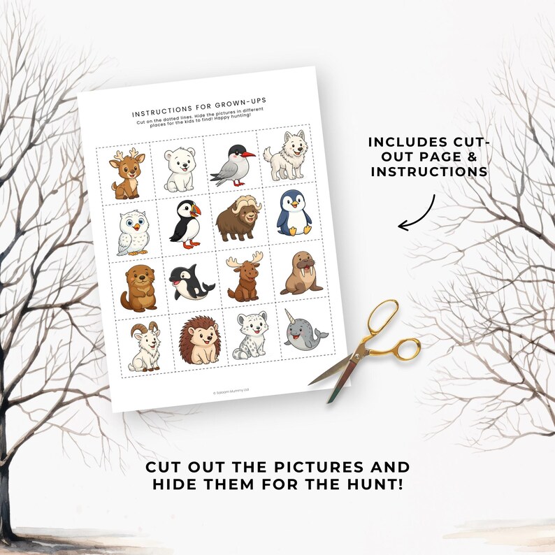 Winter Animals Scavenger Hunt Printable for Kids, Family Activity, Fun ...