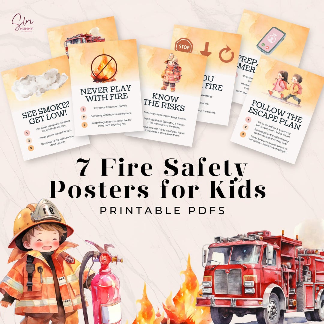 Fire Safety Preschool Posters, 7 Printable Classroom or Homeschool ...