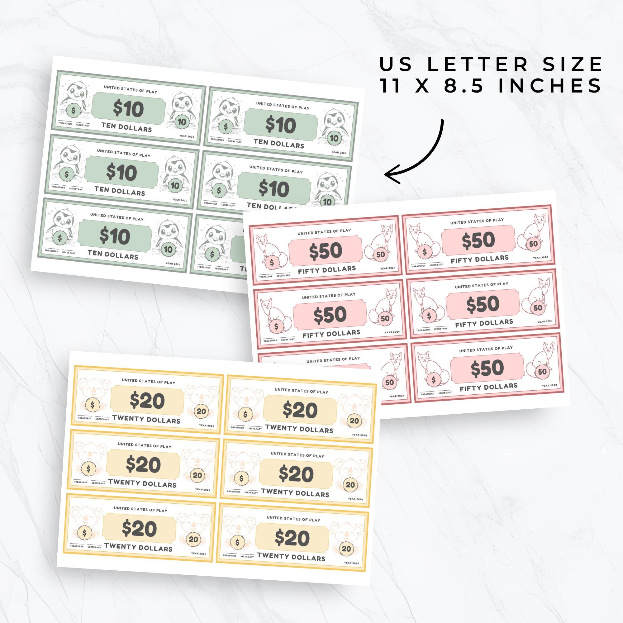 Printable Pretend Play Money, Fun Kids Money, Children's Chore Bucks ...