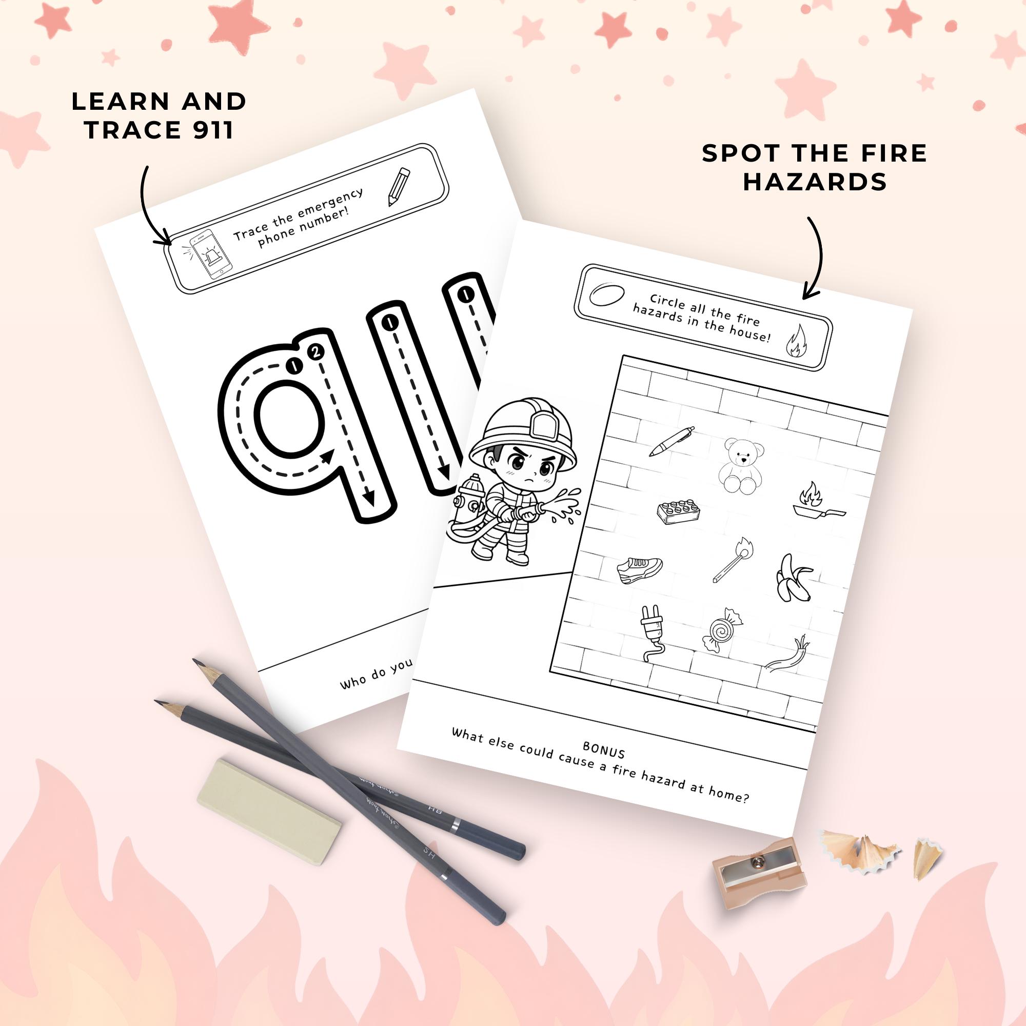 Fire Safety Week Activity Pack for Toddlers, PDF Printable Coloring ...