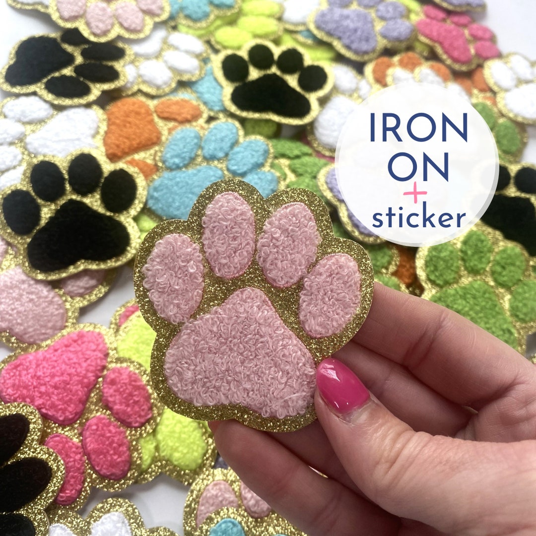 Paw Print Sticker for Bag Iron on Patch Dog Paw Chenille Patch for Back ...