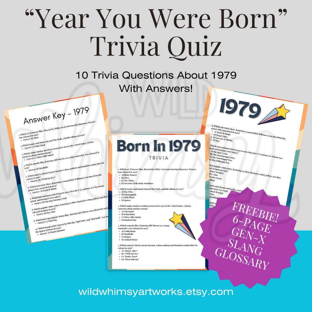 1979 Trivia: Gen-x Birthday Party Game (digital Download) - Etsy