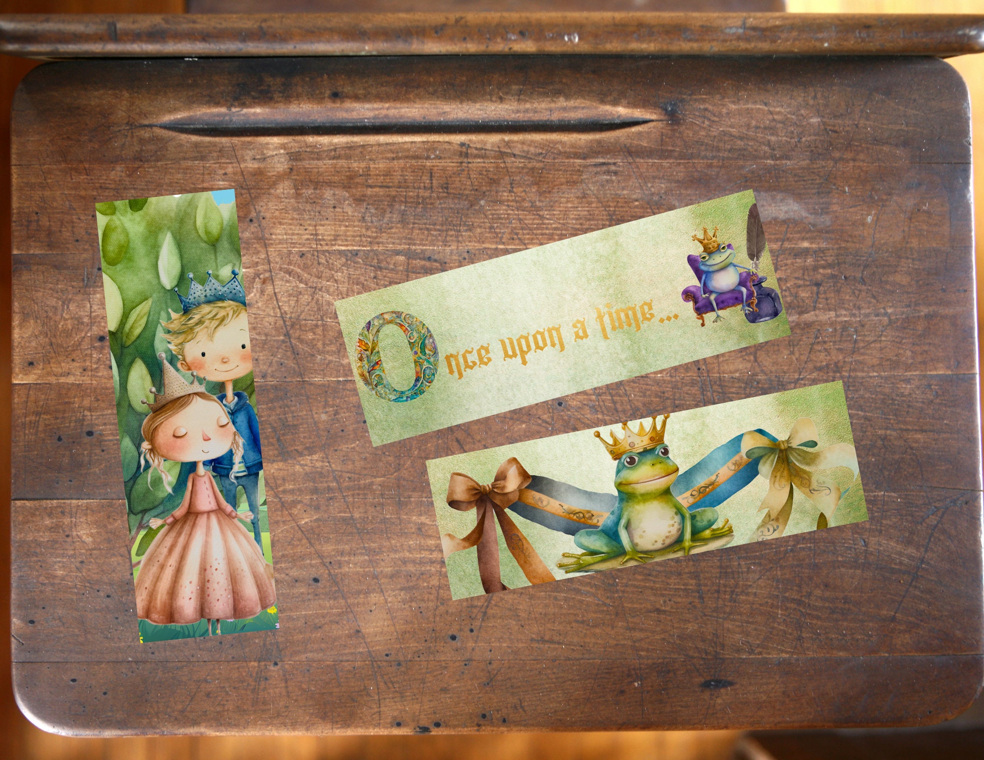 Set of 6 Printable Bookmarks (2x6): Once Upon a Time Story Book Theme ...