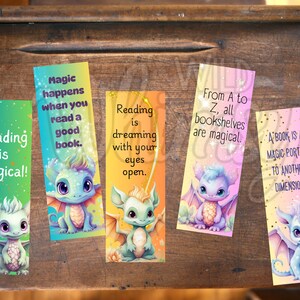 Set of 8 Printable Bookmarks 2x6: Reading is Magic! - Crafts, Dragons ...