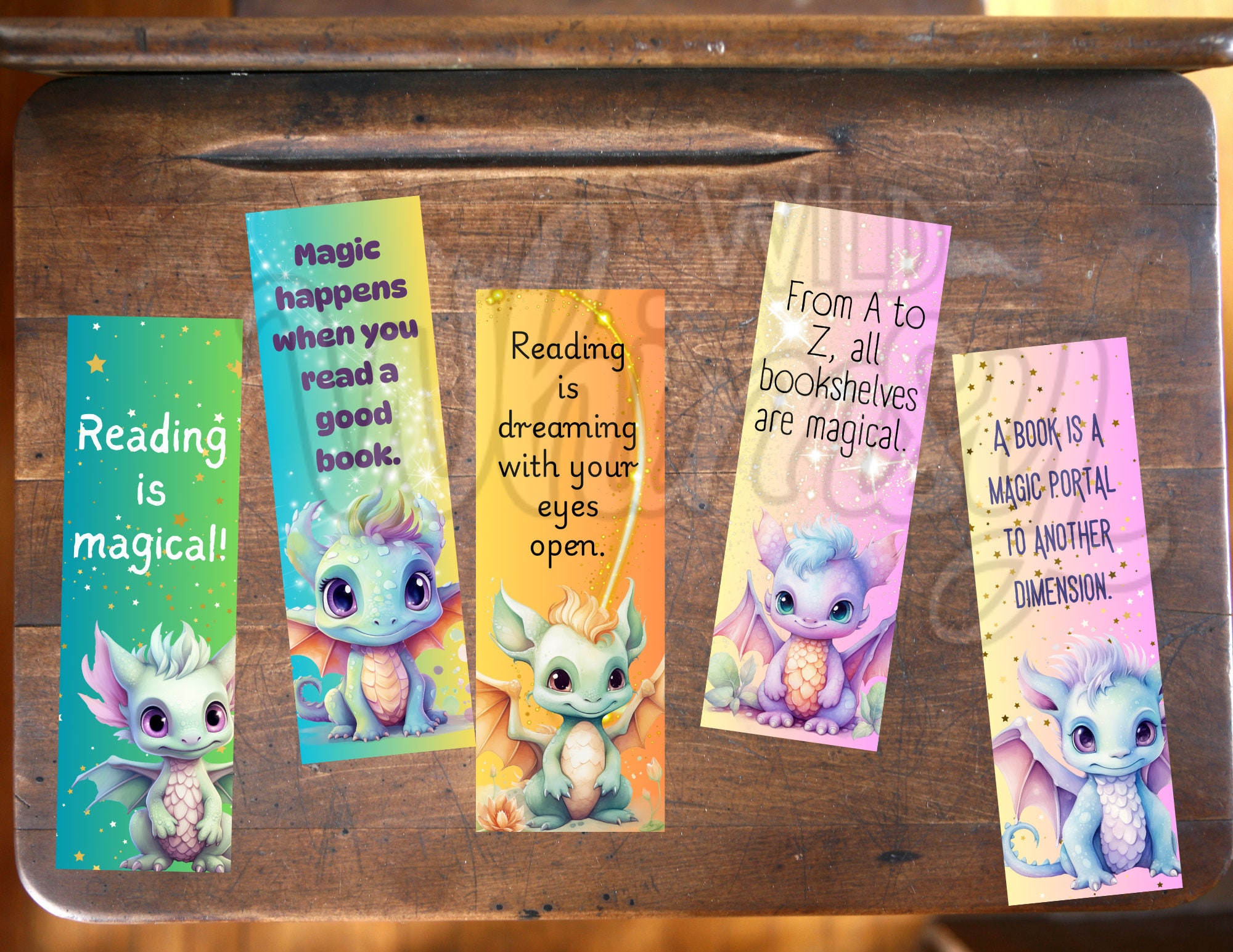 Set of 8 Printable Bookmarks 2x6: Reading is Magic! - Crafts, Dragons ...