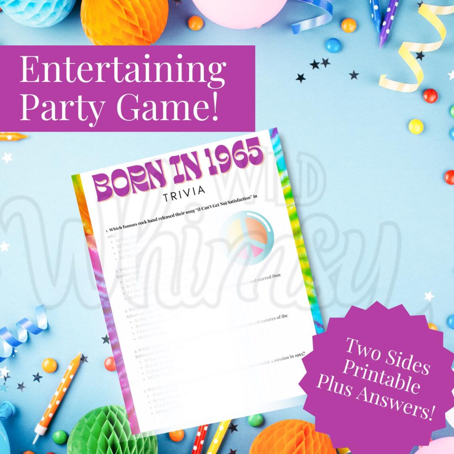 1965 Trivia Game: Gen-x Birthday Card Activity (digital Download) - Etsy