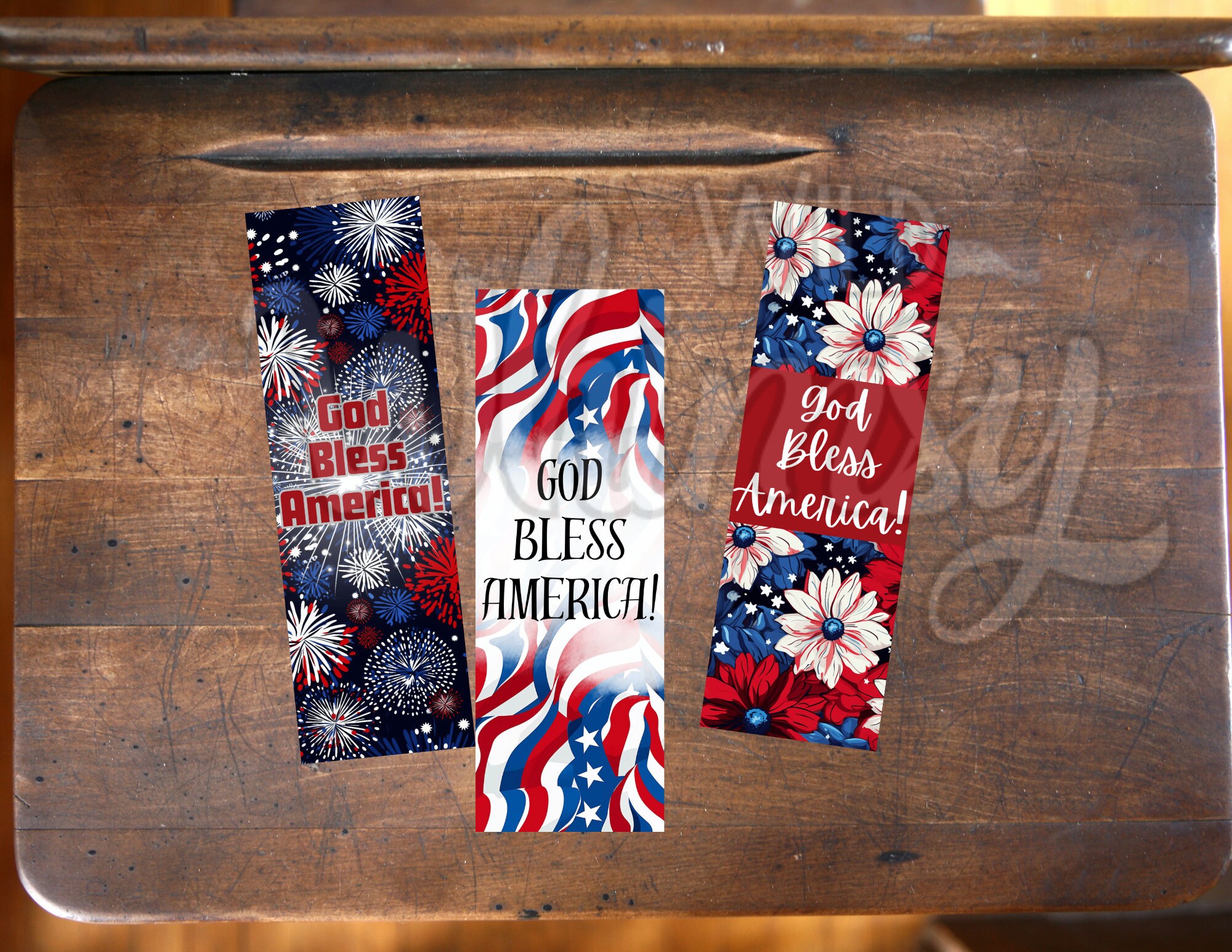 Set of 6 Printable Bookmarks 2x6: God Bless America, Patriotic, Red ...