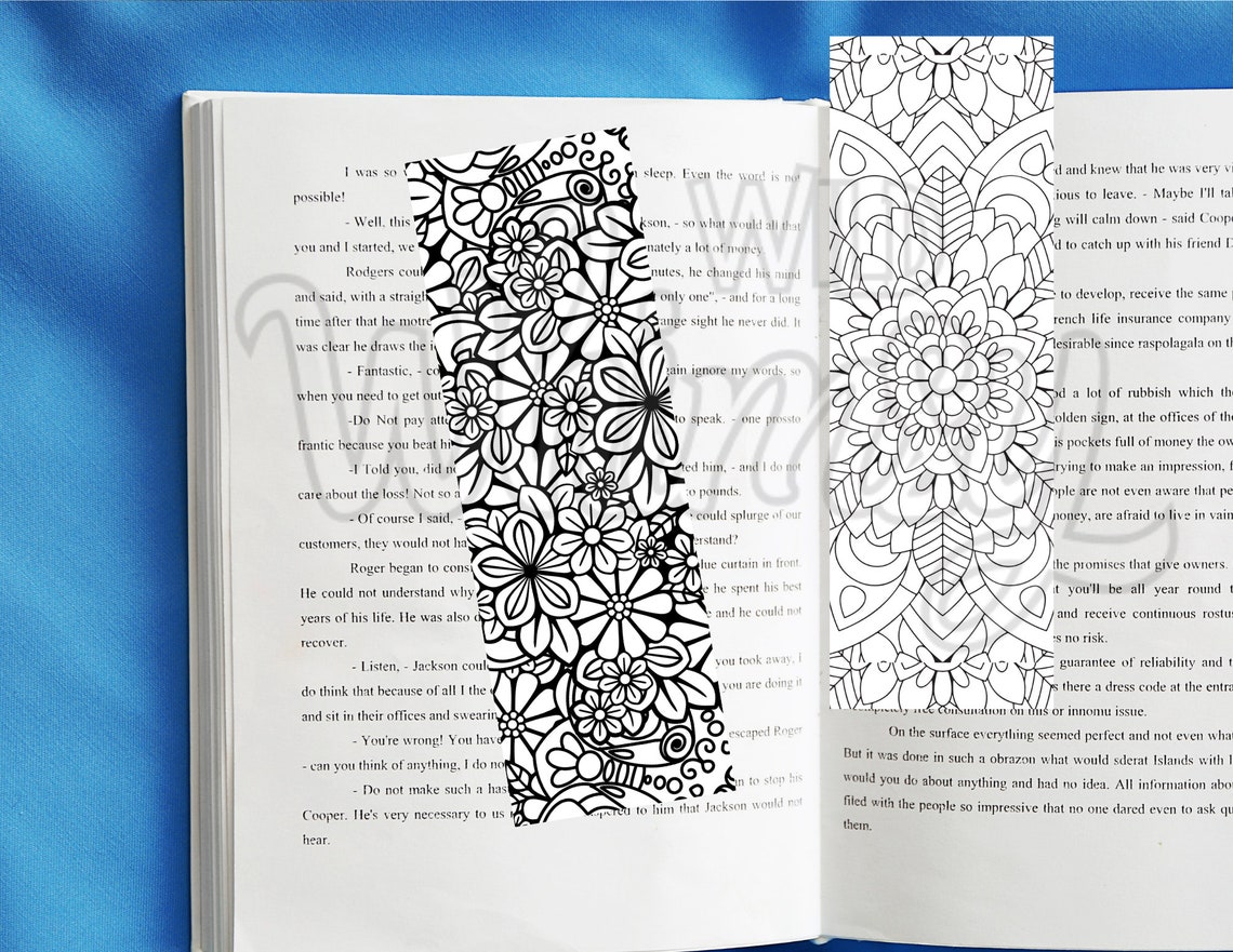 Set of 6 Printable Bookmarks 2x6: Color Yourself Floral Designs 1 ...