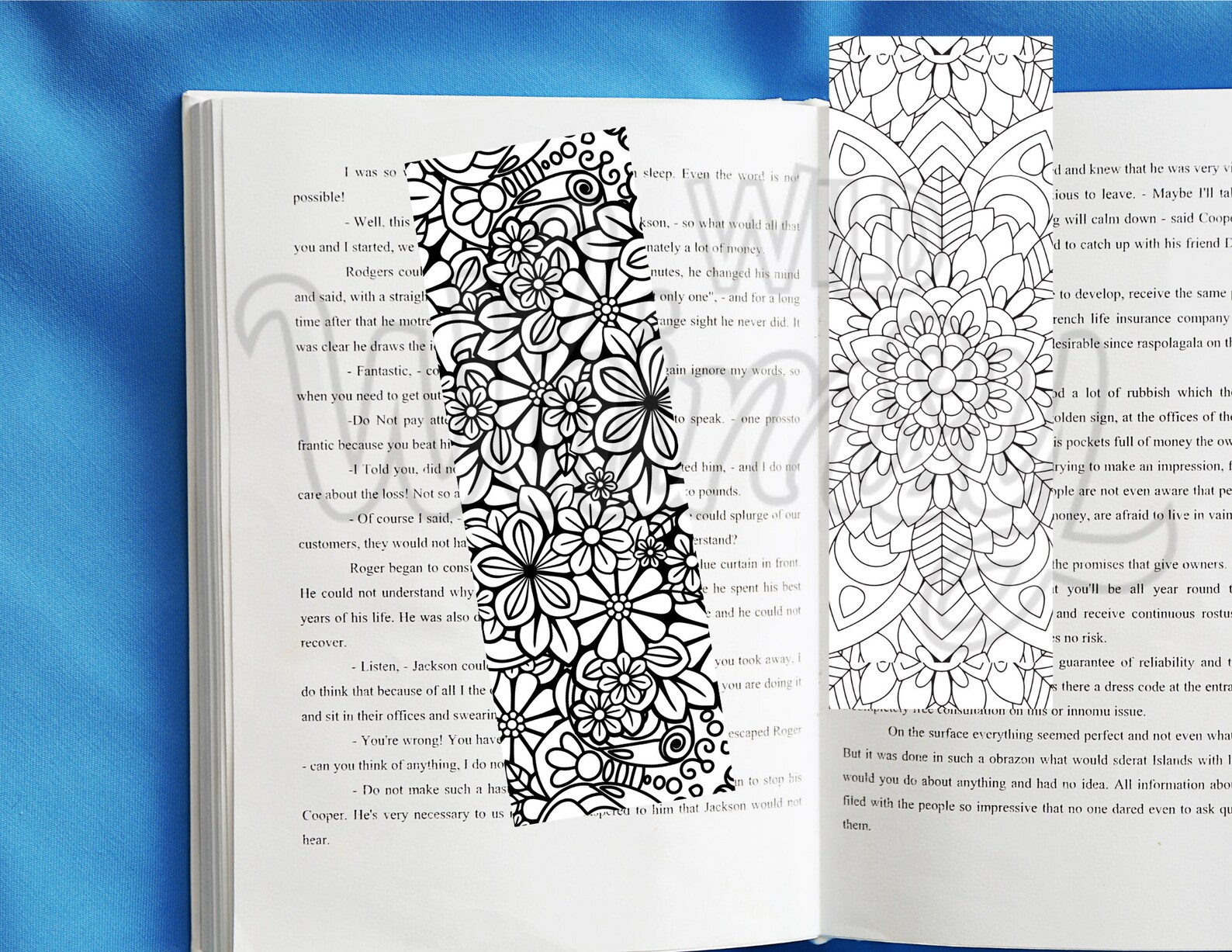 Set of 6 Printable Bookmarks 2x6: Color Yourself Floral Designs 1 ...