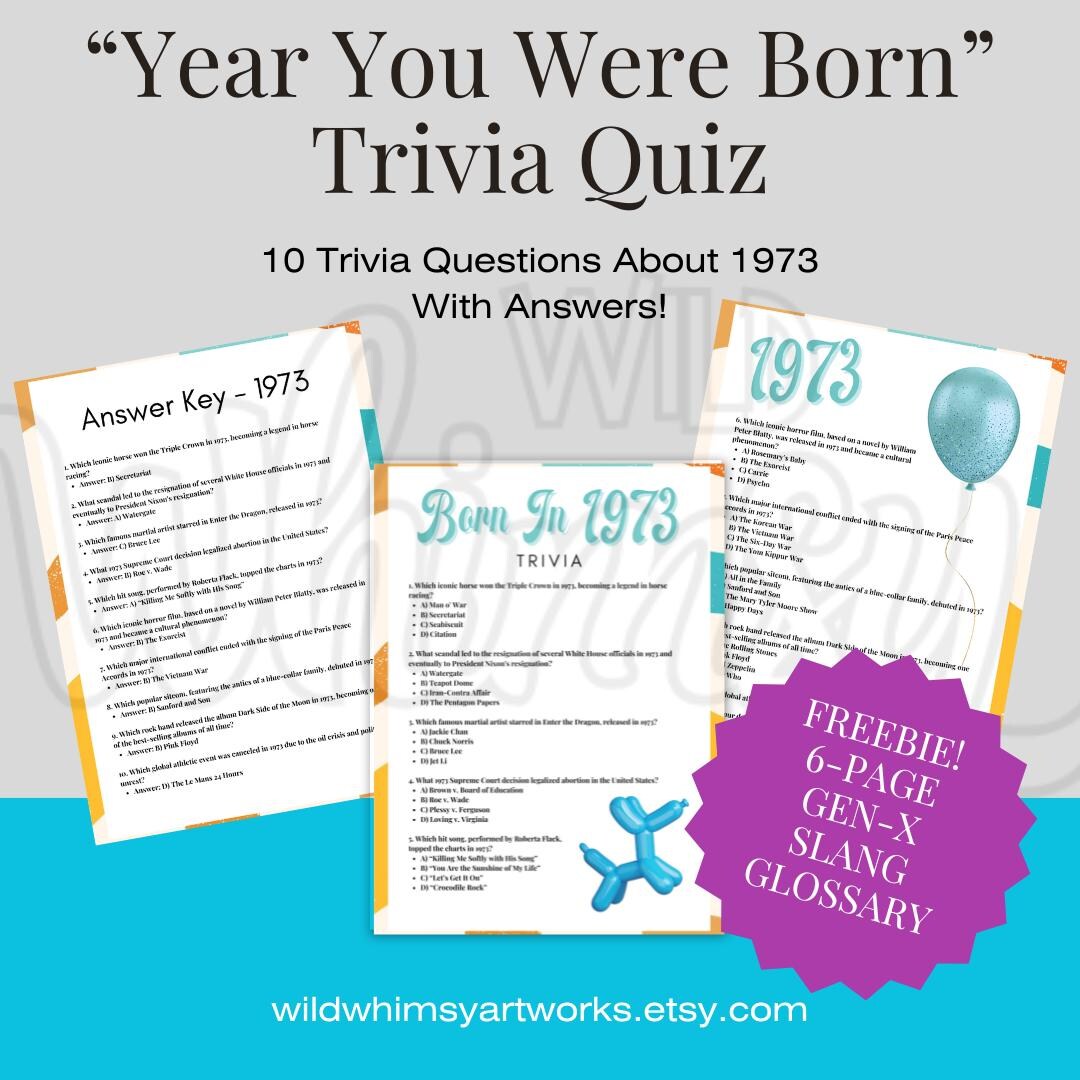 1973 Trivia Game: Gen-x Birthday Party (digital Download) - Etsy